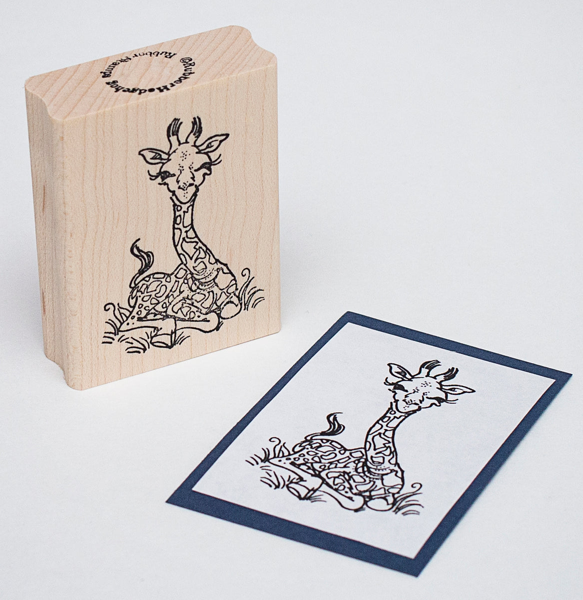 Baby Giraffe Rubber Stamp, Sitting – RubberHedgehog Rubber Stamps