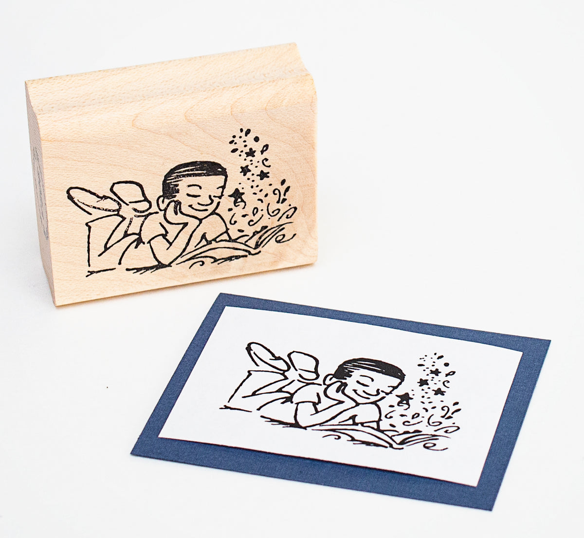 Boy Reading Rubber Stamp – RubberHedgehog Rubber Stamps