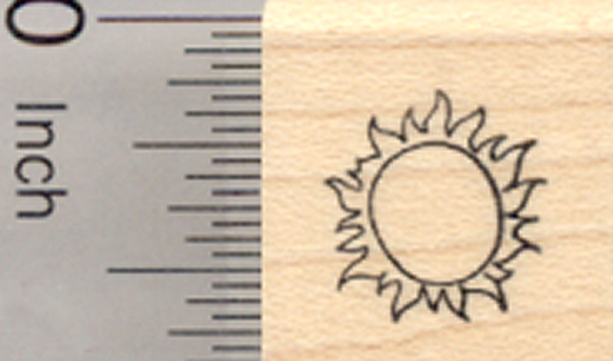 Tiny Sun Rubber Stamp .5 inch Tall – RubberHedgehog Rubber Stamps