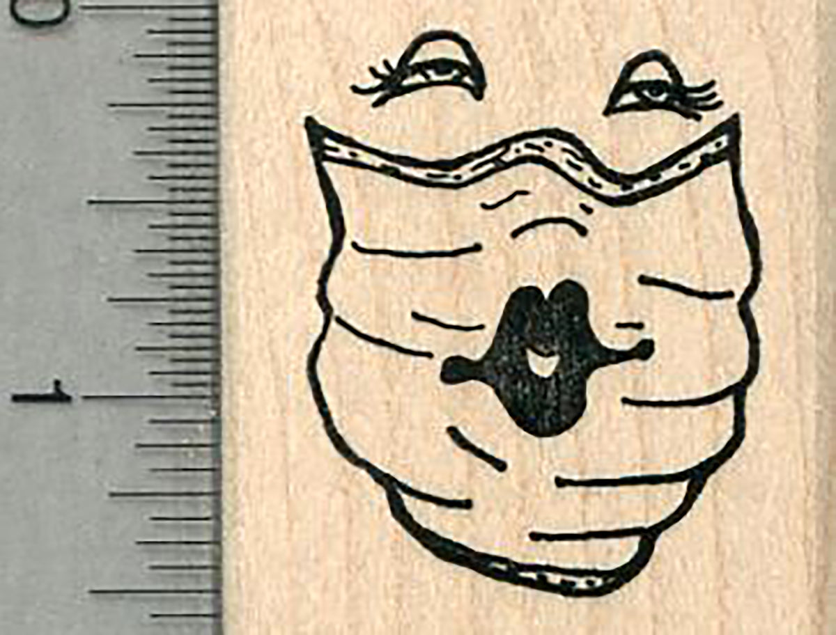 Masked Face Rubber Stamp, With painted on lips, Virus Series ...