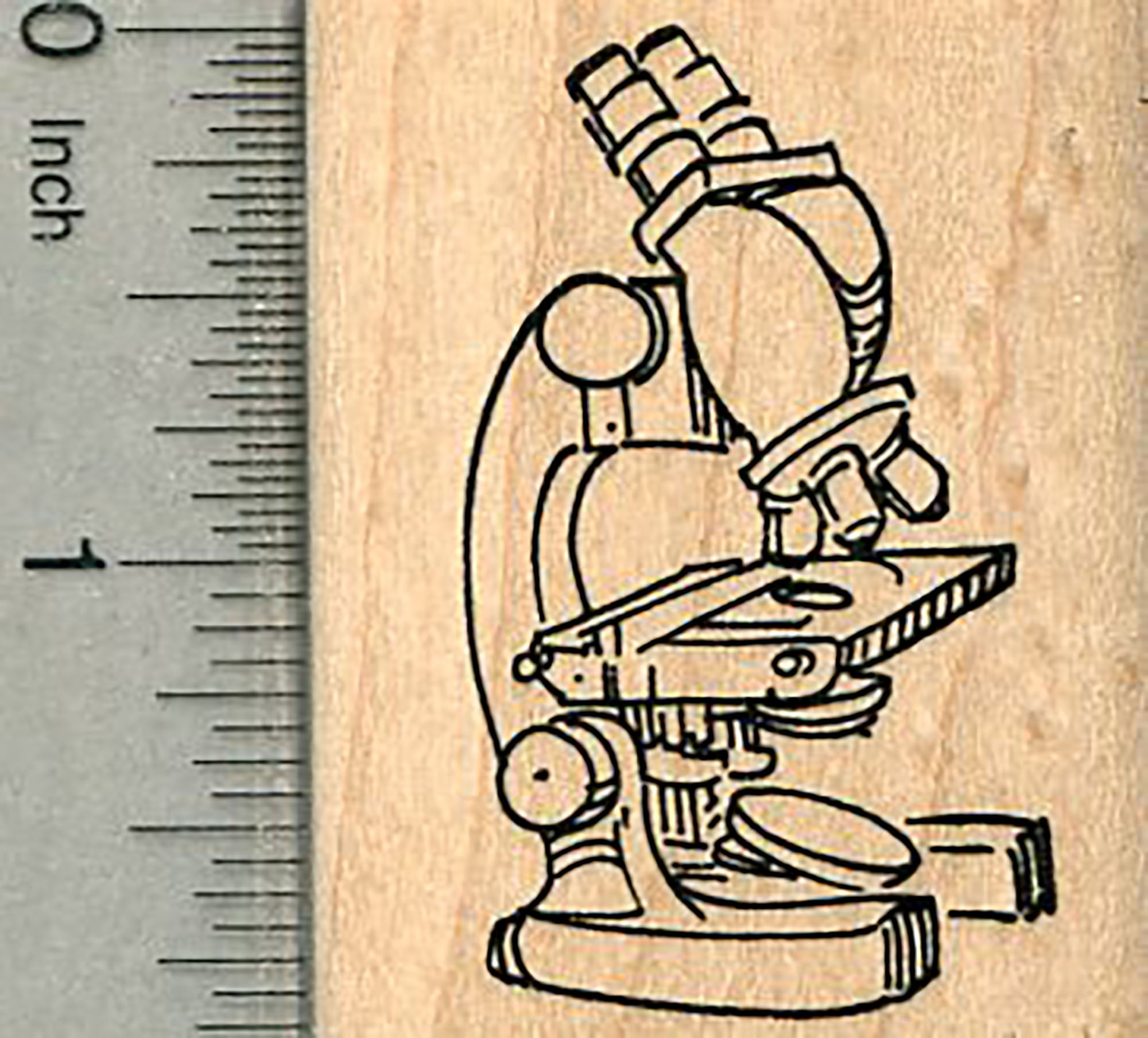 Microscope Rubber Stamp, Science Series – RubberHedgehog Rubber Stamps