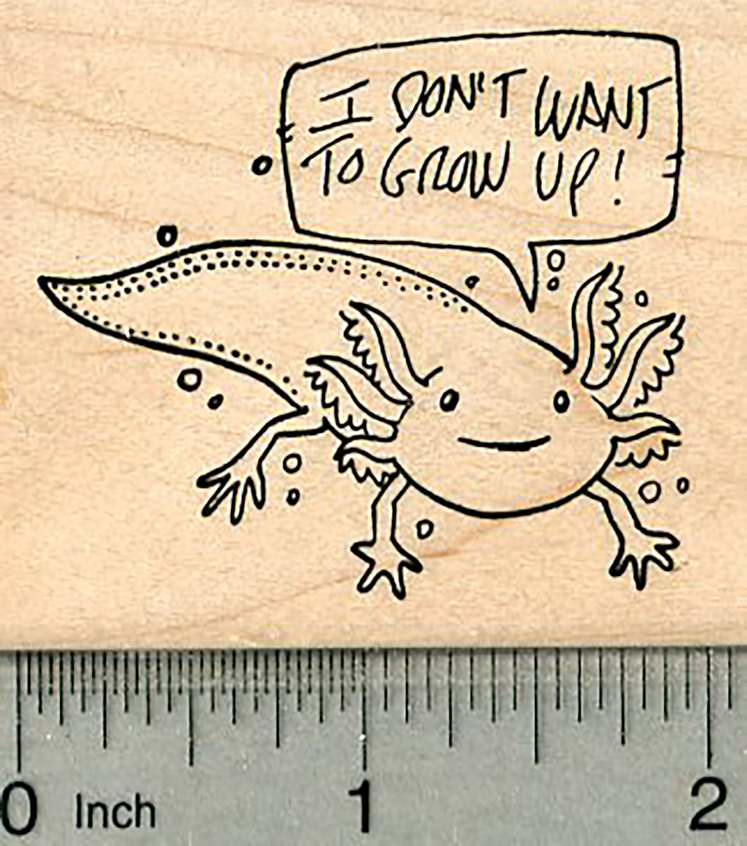 Axolotl Rubber Stamp, I don't want to grow up, AKA Mexican Salamander ...