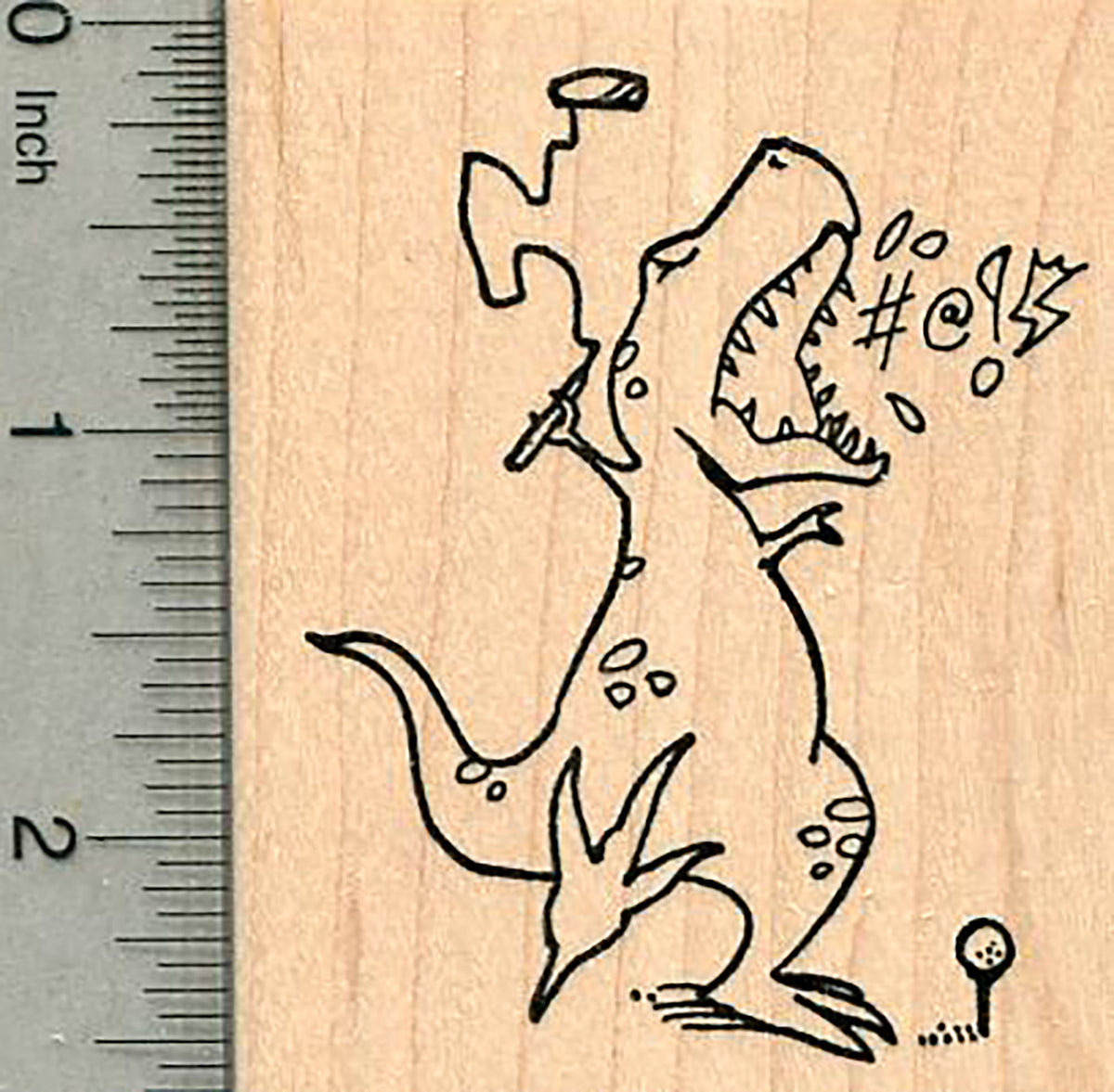 T-Rex Golf Rubber Stamp, Tyrannosaurus has a golfing tantrum at the te ...