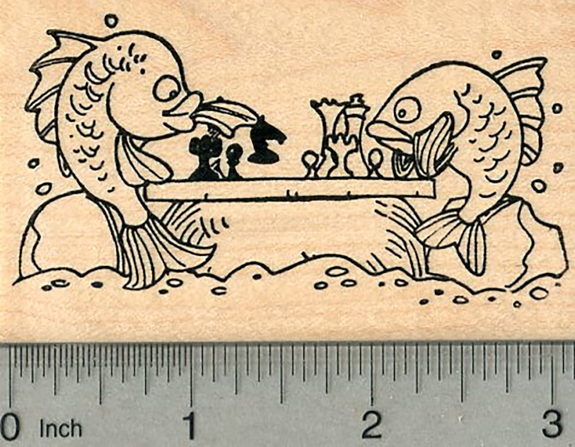Chess Fish Rubber Stamp – RubberHedgehog Rubber Stamps